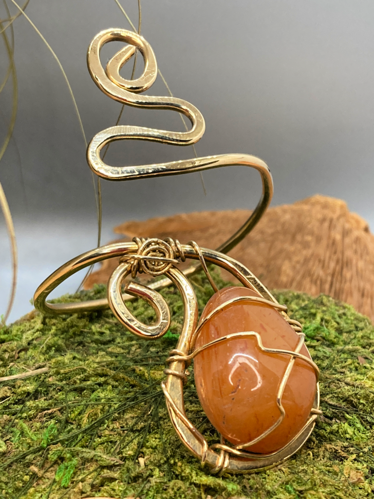 Brass Carnelian Arm Cuff- Lower - Aboriginal Bling Blam