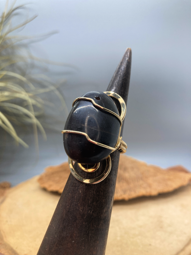 Brass Ring - Polished Amber - Aboriginal Bling Blam
